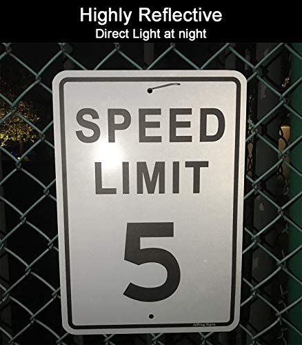 Joffreg Speed Limit 5 MPH Sign,17 x12 Inches,Reflective Aluminum,2 Pack