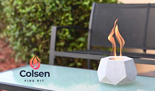 Colsen Hex Large Tabletop Ethanol Fire Pit - Indoor Outdoor Fire Pit, Portable Concrete Bowl Pot Fire Pit