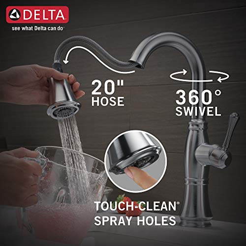 DELTA FAUCET 9997-AR-PR-DST Single Handle Pulldown Bar Faucet Pull-Down Prep, Lumicoat Arctic Stainless