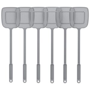 mr.siga heavy duty long handle fly swatter, gray, 6 pack