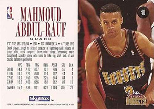 1994-95 Skybox Premium Basketball #40 Mahmoud Abdul-Rauf Denver Nuggets Official NBA Properties Trading Card