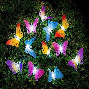 berocia 24 led solar butterfly string lights outdoor garden waterproof for yard bedroom balcony patio indoor