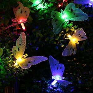 Berocia 24 LED Solar Butterfly String Lights Outdoor Garden Waterproof for Yard Bedroom Balcony Patio Indoor