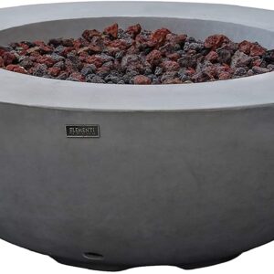 Elementi Fire Pit Outdoor Natural Gas Fireplace Patio Fire Bowl 45,000BTU Output, Round Fire Table with 13.2lbs Lava Rocks,Tank Cover for Fire Bowl Available, Lunar Bowl Series (Grey)