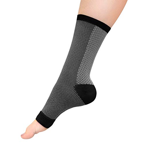 Pain Relieving Ankle Compression Sleeve for Men & Women | Ankle Brace Compression Socks | All Day Relief Against Arthritis Tendonitis and Plantar Fascitis by NUFABRX