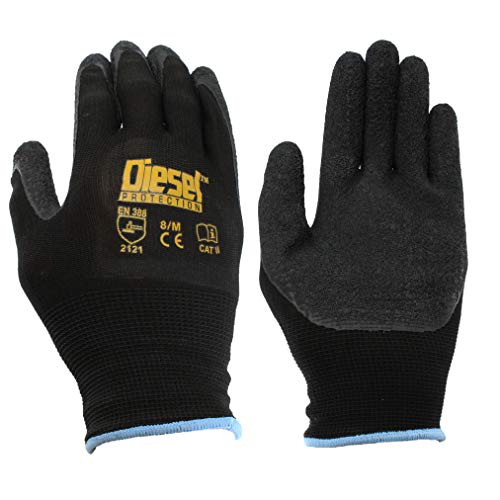 Diesel Protection Pro-Tekk Latex Foam Grip Coated Work Gloves (12 Pairs of Gloves, Size Medium)