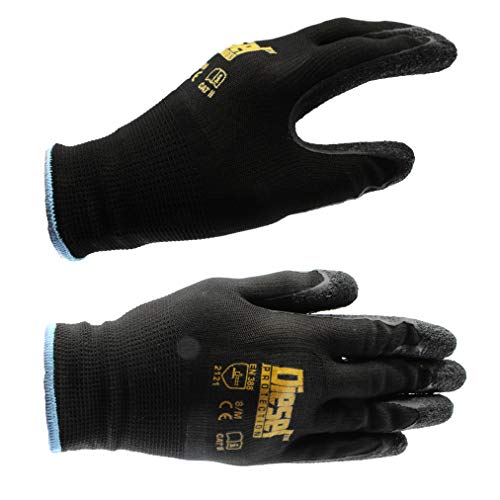 Diesel Protection Pro-Tekk Latex Foam Grip Coated Work Gloves (12 Pairs of Gloves, Size Medium)