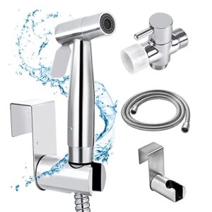 guamar bidet sprayer for toilet, handheld toilet bidet sprayer kit with premium stainless steel hose and t-valve, muslim shower jet spray cloth diaper sprayer set for personal hygiene,easy install