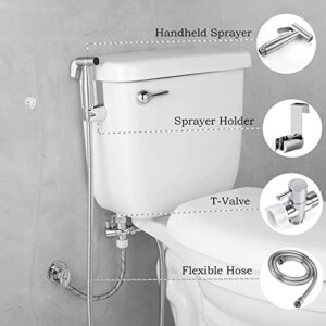 Guamar Bidet Sprayer for Toilet, Handheld Toilet Bidet Sprayer Kit with Premium Stainless Steel Hose and T-Valve, Muslim Shower Jet Spray Cloth Diaper Sprayer Set for Personal Hygiene,Easy Install