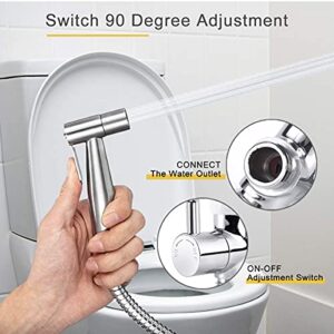 Guamar Bidet Sprayer for Toilet, Handheld Toilet Bidet Sprayer Kit with Premium Stainless Steel Hose and T-Valve, Muslim Shower Jet Spray Cloth Diaper Sprayer Set for Personal Hygiene,Easy Install