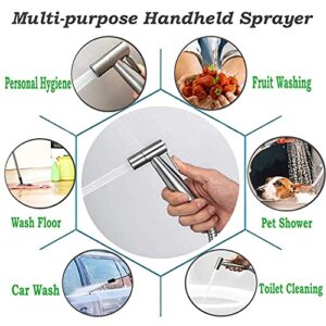 Guamar Bidet Sprayer for Toilet, Handheld Toilet Bidet Sprayer Kit with Premium Stainless Steel Hose and T-Valve, Muslim Shower Jet Spray Cloth Diaper Sprayer Set for Personal Hygiene,Easy Install