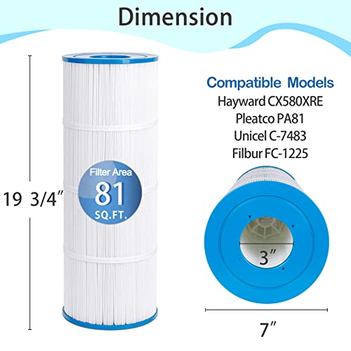 Future Way 4-Pack C3030 Pool Filter Cartridges Replacement for Hayward SwimClaer C580E, C3030, C3025, C3020, Replace Pleatco PA81, Hayward CX580XRE, 325 sq.ft