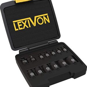 LEXIVON E-TORX Socket Set, Chrome Vanadium Alloy Steel | 13-Piece Female Star Socket E4 - E20 Set | Enhanced Storage Case (LX-147)