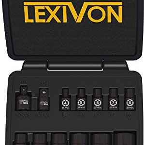 LEXIVON E-TORX Socket Set, Chrome Vanadium Alloy Steel | 13-Piece Female Star Socket E4 - E20 Set | Enhanced Storage Case (LX-147)