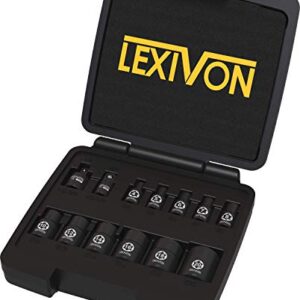 LEXIVON E-TORX Socket Set, Chrome Vanadium Alloy Steel | 13-Piece Female Star Socket E4 - E20 Set | Enhanced Storage Case (LX-147)