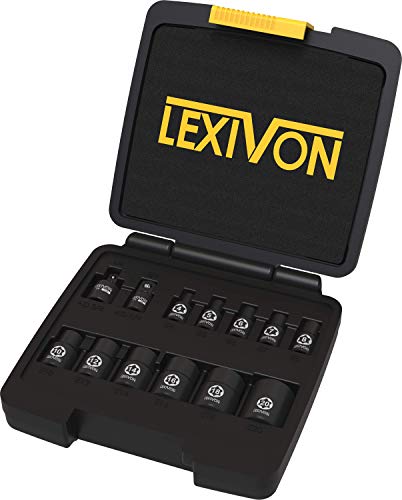 LEXIVON E-TORX Socket Set, Chrome Vanadium Alloy Steel | 13-Piece Female Star Socket E4 - E20 Set | Enhanced Storage Case (LX-147)