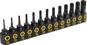 lexivon tamper proof torx bit set, premium s2 alloy steel | 13-piece security star bits, t4 - t40 | precision cnc machined (lx-301)