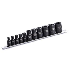 ehomea2z 11 pc e-torx female star socket set cr-v steel e4 - e20 drop forged black phosphate finish (black phosphate)