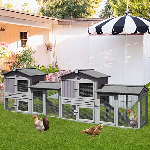 Aivituvin Chicken Coop for 4-6 Chickens Outdoor Duck House Wooden Quail Cage Hen Coop-Expandable Design