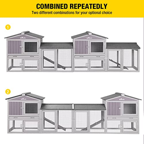 Aivituvin Chicken Coop for 4-6 Chickens Outdoor Duck House Wooden Quail Cage Hen Coop-Expandable Design