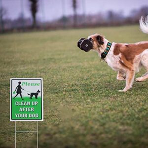 Please Clean Up After Your Dog 2 Pack, 12" x 9" Yard Sign with Metal Wire H-Stakes Included, No Pooping Dog Lawn Signs Double Sided