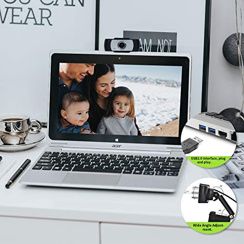 Full HD Webcam 1080P with Microphone,120 Degrees Wide Angle Business Webcams Streaming USB Web Camera - W302 Computer Camera for Video Calling, Recording, Conferencing, Teaching, OBS, PC Laptop