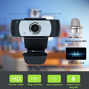 Full HD Webcam 1080P with Microphone,120 Degrees Wide Angle Business Webcams Streaming USB Web Camera - W302 Computer Camera for Video Calling, Recording, Conferencing, Teaching, OBS, PC Laptop