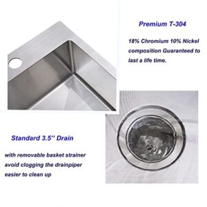 VCCUCINE Drop in Bar Sink, 15 x 15 Inch Topmount RV Small Kitchen Sink, Handmade Stainless Steel Wet Bar Sink, Outdoor Single Bowl, Brushed Nickel Prep Sink with Accessories