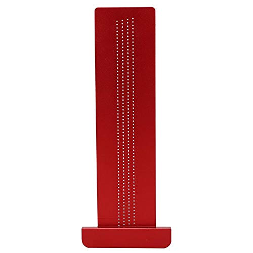 Woodworking Ruler,TS-8 Woodworking Hole Ruler Aluminum T-Shaped Measuring Tool Mini Scriber for Hardware(Red)