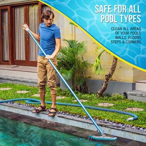 U.S. Pool Supply Professional 18" Stainless Steel Pool Brush with Heavy Duty Aluminum Handle, EZ Clips - Durable Wire Bristles, Scrub Remove Rust Stains on Concrete, Sweep Wall Floor Step Debris