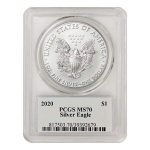 2020 1 oz American Silver Eagle Coin MS-70 (Keep America Great Label - KAG) $1 PCGS MS70