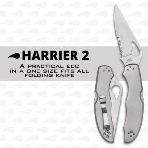 Spyderco Harrier 2 Knife with 3.39" 8Cr13MoV Steel Blade and Durable Stainless Steel Handle - CombinationEdge - BY01PS2