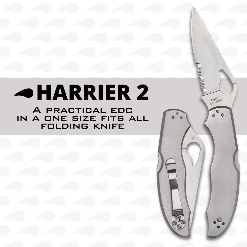 Spyderco Harrier 2 Knife with 3.39" 8Cr13MoV Steel Blade and Durable Stainless Steel Handle - CombinationEdge - BY01PS2