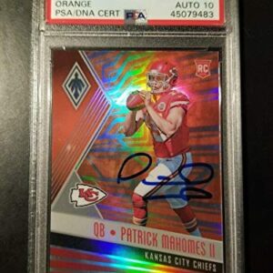 Patrick Mahomes 2017 Panini Phoenix Orange RC PSA MINT 9 AUTO 10 1/1 MVP - Football Slabbed Autographed Rookie Cards