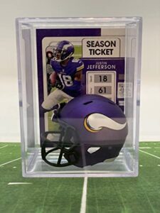 minnesota vikings helmet shadowbox w/justin jefferson card