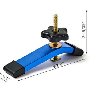 HOTTARGET Aluminum T-track Hold Down Clamps,6-3/8"L x 1-1/4"Width-Woodworking and Clamps (T-track Hold Down Clamps 2pk)