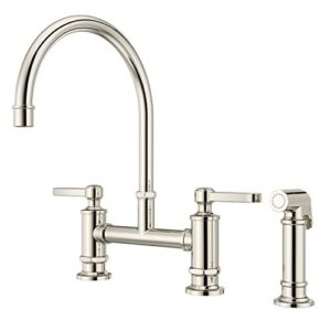 pfister lg31-tdd port haven kitchen bridge faucet with side sprayer, polished nickel