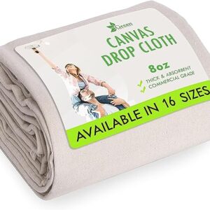 All Purpose Canvas Drop Cloth - Canvas Tarp, Canvas Fabric Drop Cloth Curtains, Drop Cloth for Painting, Floor & Furniture Protection, Painters Drop Cloth, Paint Drop Cloth (Canvas Sheet 4x12)