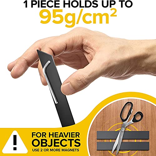 Magnetic Strips with Adhesive Backing - Magnetic Tape for Crafts - Tool and Knife Magnet Strips for Kitchen, Garage and Garden - Adhesive Magnetic Tool Holder Strip for Wall