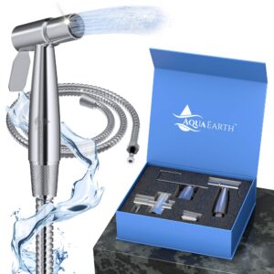 bidet sprayer for toilet | handheld bidet shattaf toilet spray | stainless steel bathroom baby cloth diaper sprayer | support wall or toilet mount aqua earth