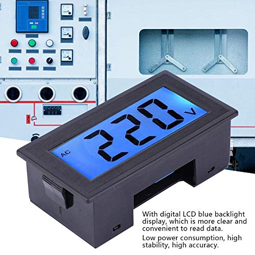 YB5135DB AC80-500V Two Wires Mini Digital Voltmeter Panel Two-Wire LCD Display Digital Volt Panel Meter Voltage Monitor Tester Gauge with Digital LCD Blue Backlight Display