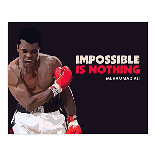 Impossible Is Nothing - Motivational Wall Art, Motivational Wall Photo With Muhammad Ali Quotes, Wall Print For Home Decor, Gym Decor, & Boys' Bedroom Decor. Great for Boxing Fans! Unframed -10x8"