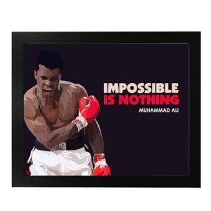 Impossible Is Nothing - Motivational Wall Art, Motivational Wall Photo With Muhammad Ali Quotes, Wall Print For Home Decor, Gym Decor, & Boys' Bedroom Decor. Great for Boxing Fans! Unframed -10x8"