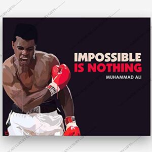 Impossible Is Nothing - Motivational Wall Art, Motivational Wall Photo With Muhammad Ali Quotes, Wall Print For Home Decor, Gym Decor, & Boys' Bedroom Decor. Great for Boxing Fans! Unframed -10x8"