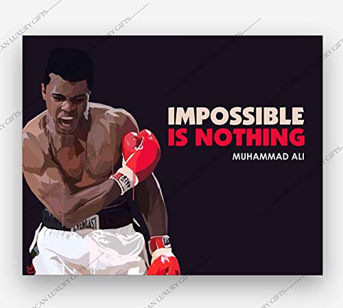 Impossible Is Nothing - Motivational Wall Art, Motivational Wall Photo With Muhammad Ali Quotes, Wall Print For Home Decor, Gym Decor, & Boys' Bedroom Decor. Great for Boxing Fans! Unframed -10x8"