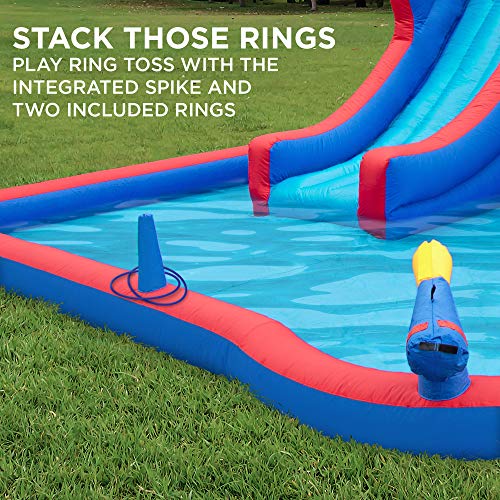 Sunny & Fun 2-in-1 Bounce & Blast Inflatable Water Slide Park – Heavy-Duty for Outdoor Fun - Climbing Wall, Slide, Bouncer & Splash Pool – Easy to Set Up, Included Air Pump & Carrying Case