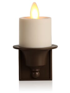 luminara flameless candle nightlight - patented flickering real-flame effect technology mimics real candle - plugs into outlet - dusk to dawn sensor auto switch on/off - safe for families kids pets