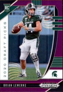 2020 panini prizm draft prizms purple #142 brian lewerke draft picks michigan state spartans rc rookie football trading card