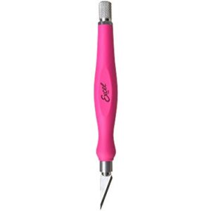 Excel Blades Fit Grip Knife - Ultra Sharp Knife with Carbon Steel Angled Edge Blade & Contoured Rubberized Grip - Light Duty Cutting Tool for Precision Cutting and Trimming - Pink, Made in the USA