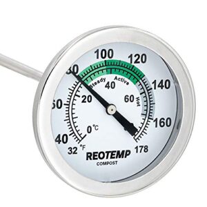 reotemp 12 inch soil & compost thermometer with digital composting guide, 32-178 fahrenheit and celsius